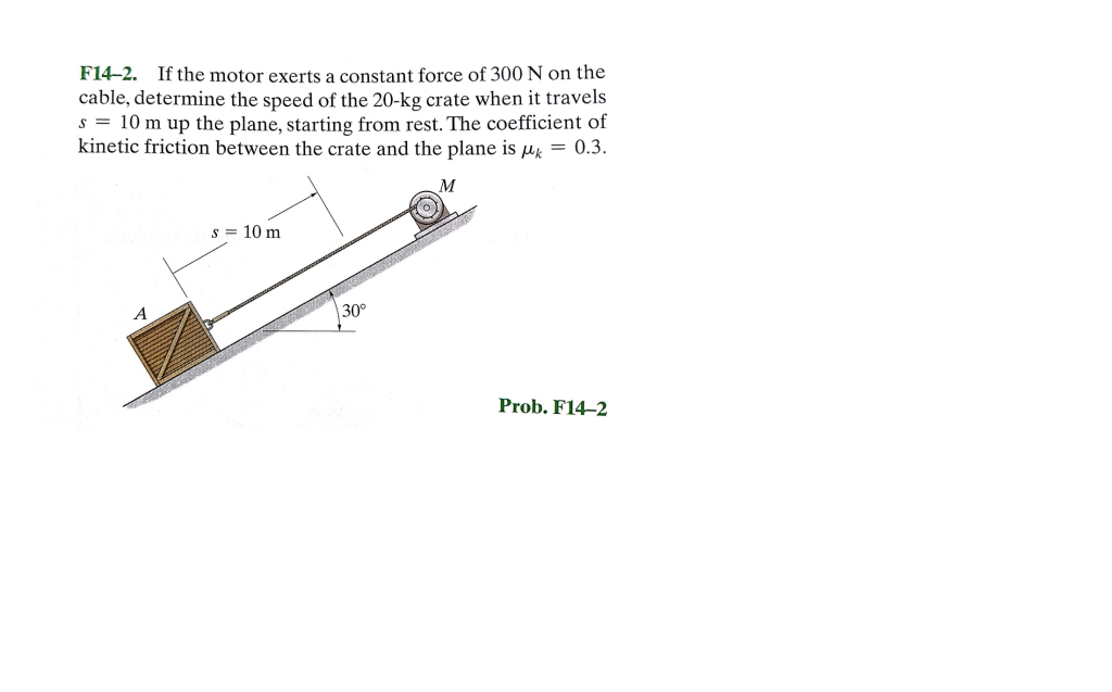 Solved F14-2. If the motor exerts a constant force of 300 N | Chegg.com