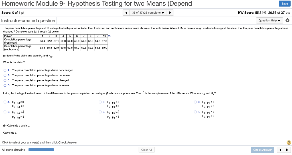 Solved Save Score 0 Of 1 Pt Homework Module 9 Hypothesis