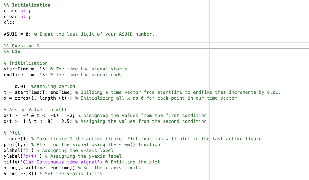 Solved %% Initialization close all; clear all; clc; ASUID = | Chegg.com