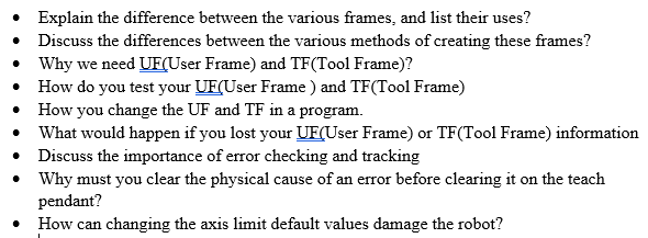 Solved • Explain the difference between the various frames, | Chegg.com