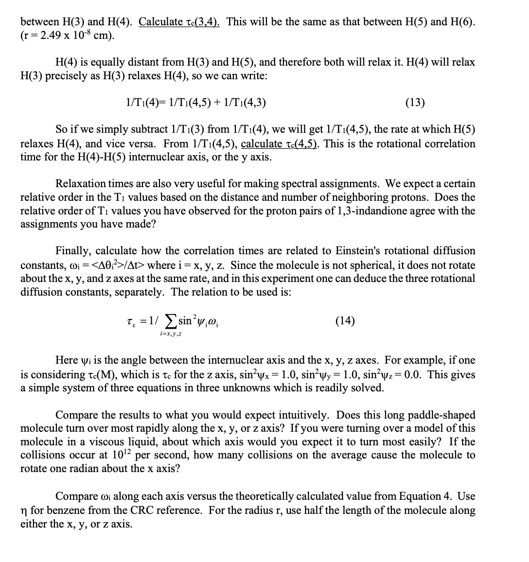 Solved NMR Calculations Exponential Data AnalysisData | Chegg.com