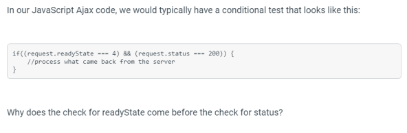 Solved In our JavaScript Ajax code, we would typically have | Chegg.com