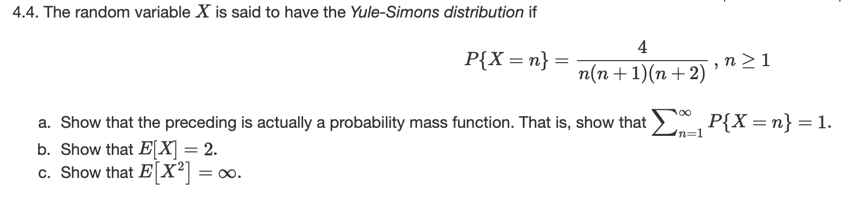 Solved 4.4. The random variable X is said to have the | Chegg.com