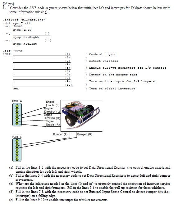 [25 pts) 1. Consider the AVR code segment shown below | Chegg.com