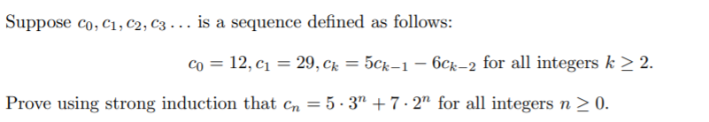 Solved Suppose co,C1,C2,C3 ... is a sequence defined as | Chegg.com