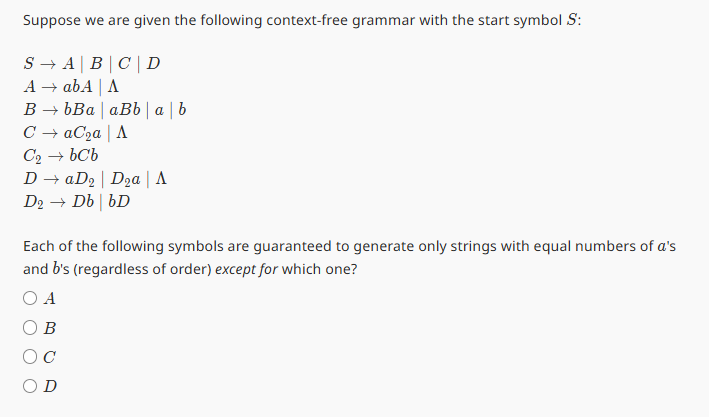 Solved Suppose we ﻿are given the following context-free | Chegg.com