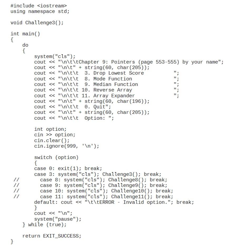 #include using namespace std; void Challenge3(); int | Chegg.com