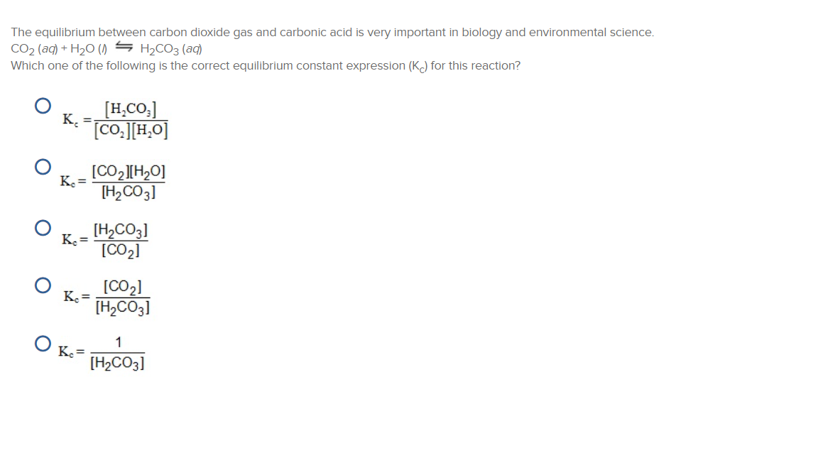Solved The equilibrium between carbon dioxide gas and | Chegg.com