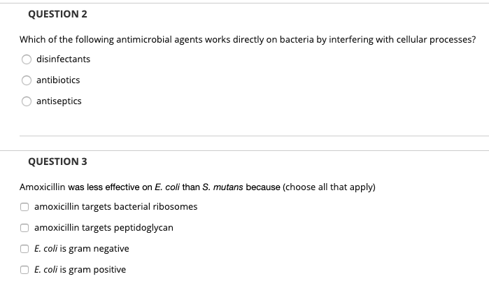 Solved QUESTION 2 Which of the following antimicrobial | Chegg.com