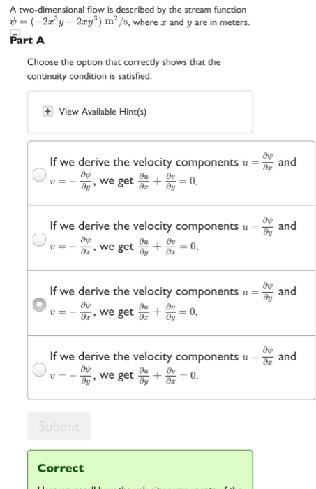 Solved A two-dimensional flow is described by the stream | Chegg.com