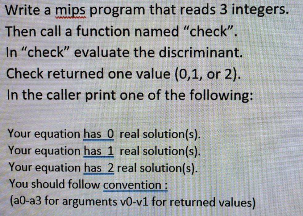 Solved Write a mips program that reads 3 integers. Then call | Chegg.com