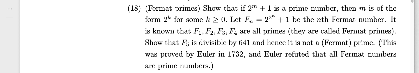 Solved (18) (Fermat primes) Show that if 2m + 1 is a prime | Chegg.com