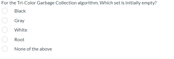 Solved For the Tri-Color Garbage Collection algorithm. Which | Chegg.com