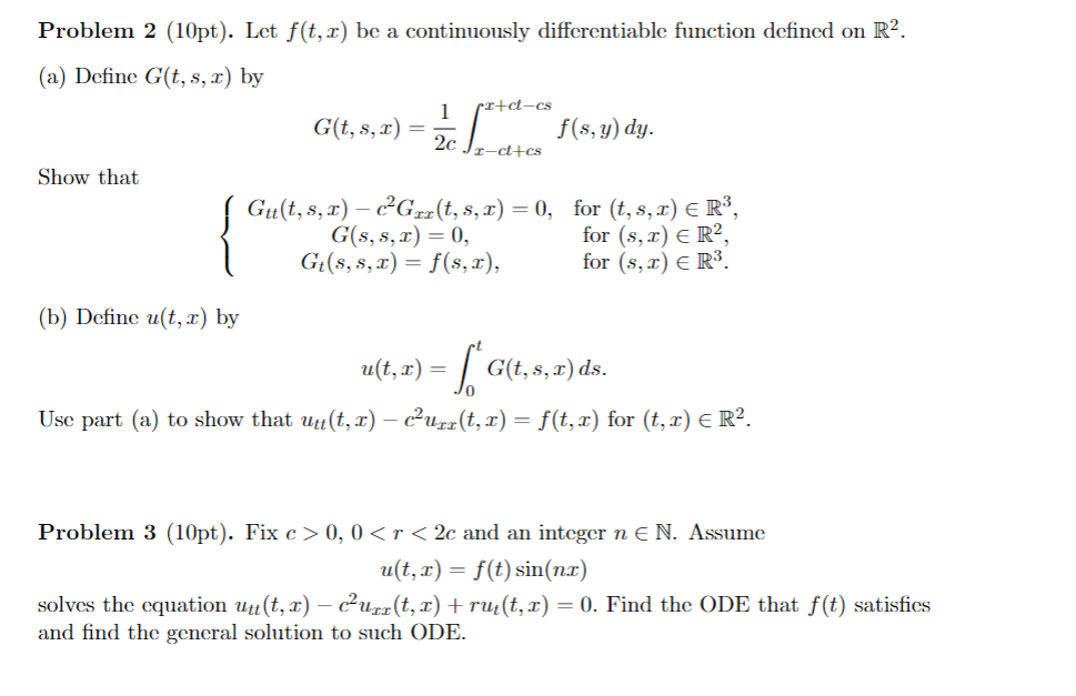 Solved Problem 2 (10pt). Let f(t,x) be a continuously | Chegg.com
