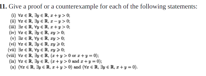 Solved 11. Give a proof or a counterexample for each of the | Chegg.com