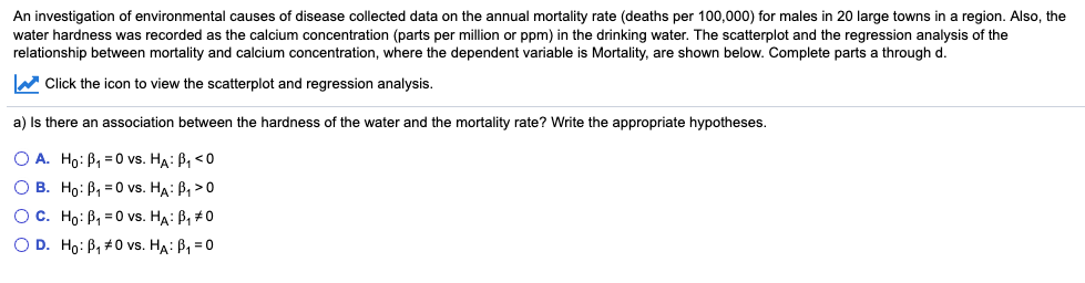 Solved An investigation of environmental causes of disease | Chegg.com