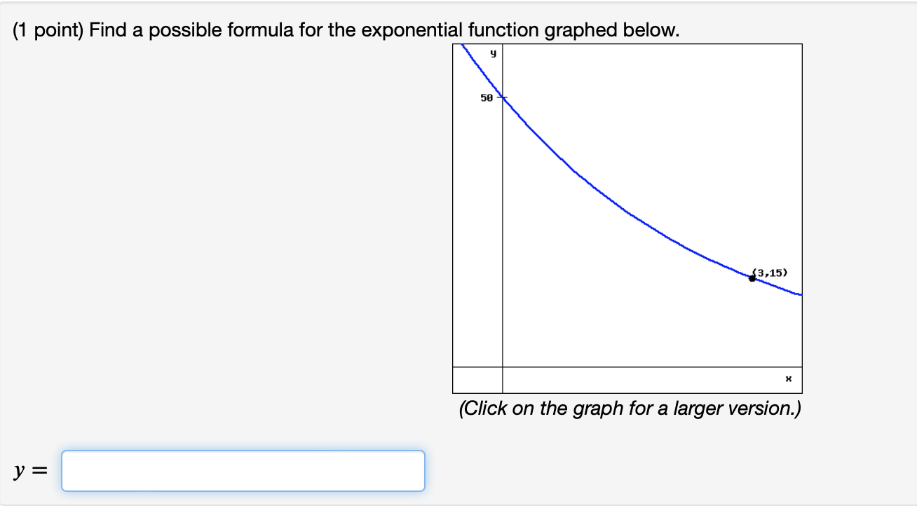 Solved (1 point) Find a possible formula for the exponential | Chegg.com