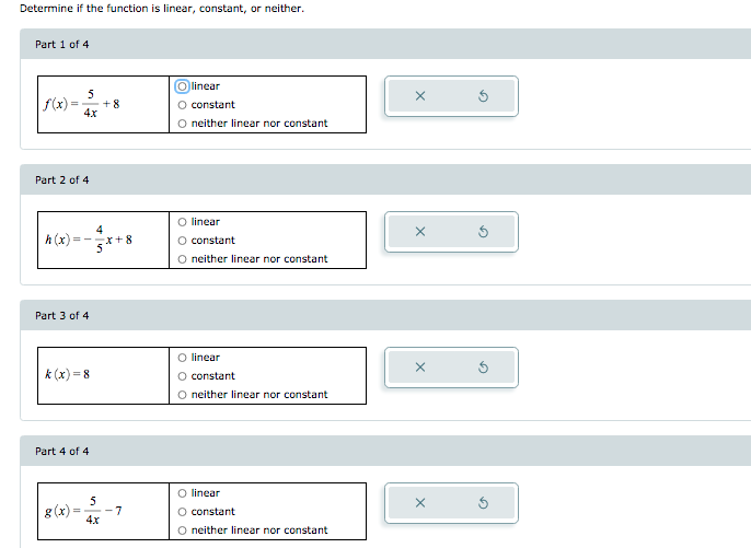 Solved Determine if the function is linear, constant, or | Chegg.com