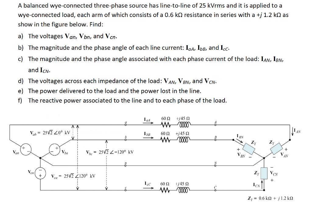 Solved A balanced wye-connected three-phase source has | Chegg.com