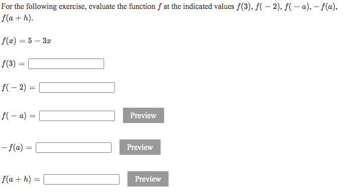 Solved For the following exercise, evaluate the function f | Chegg.com