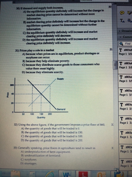 Solved 30 30) If demand and supply both Increase, A) the | Chegg.com