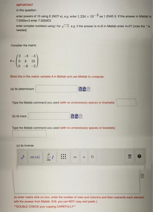 Solved IMPORTANT In this question: enter powers of 10 using | Chegg.com