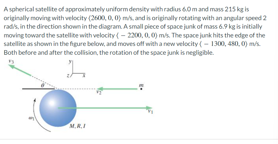 Solved A spherical satellite of approximately uniform | Chegg.com