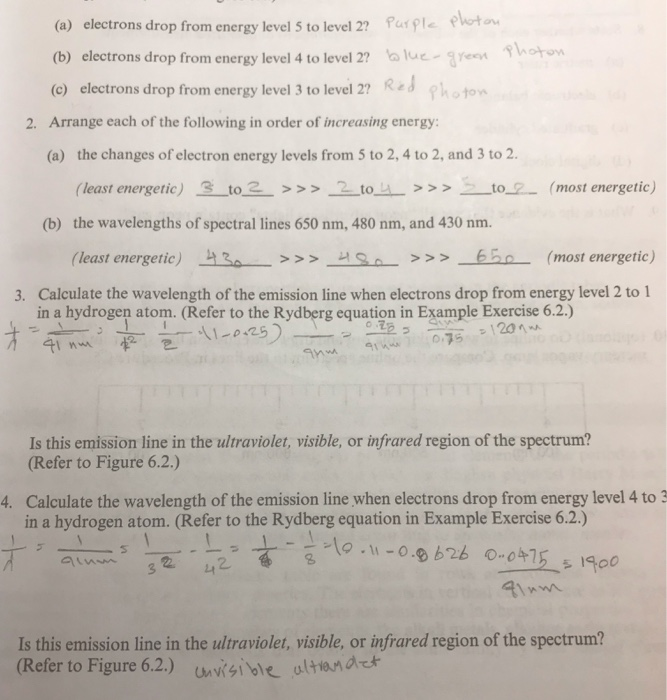 Solved (a) electrons drop from energy level 5 to level 2? | Chegg.com