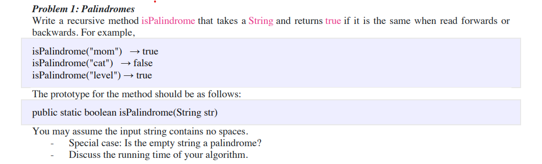 Solved Problem 1 Palindromes Write A Recursive Method