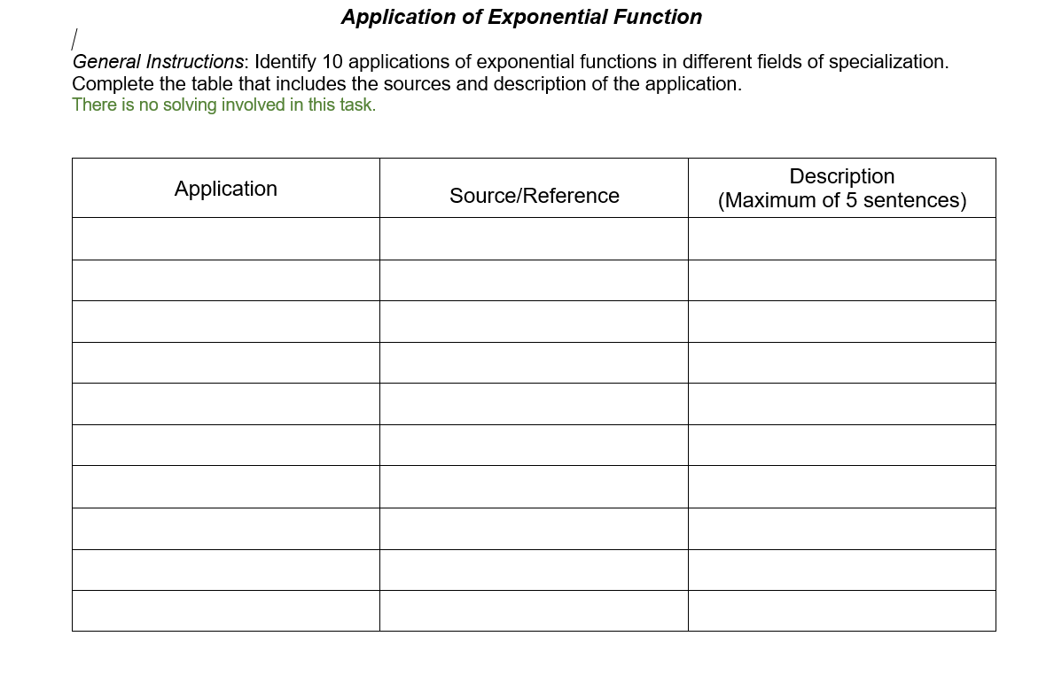 Solved Application of Exponential Function General | Chegg.com