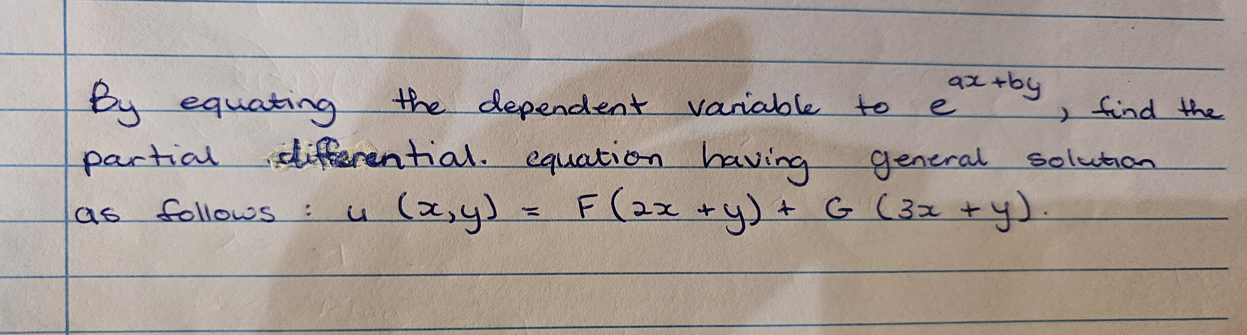 Solved By equating the dependent variable to eax+by, ﻿find | Chegg.com