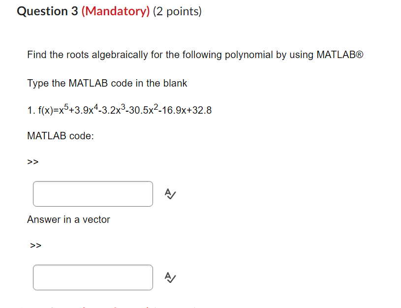 Solved Question 1 (Mandatory) (3 points) For | Chegg.com