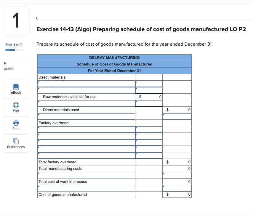 Solved Part 1 of 2 - 5 points eBook 101 Hint Print ច | Chegg.com