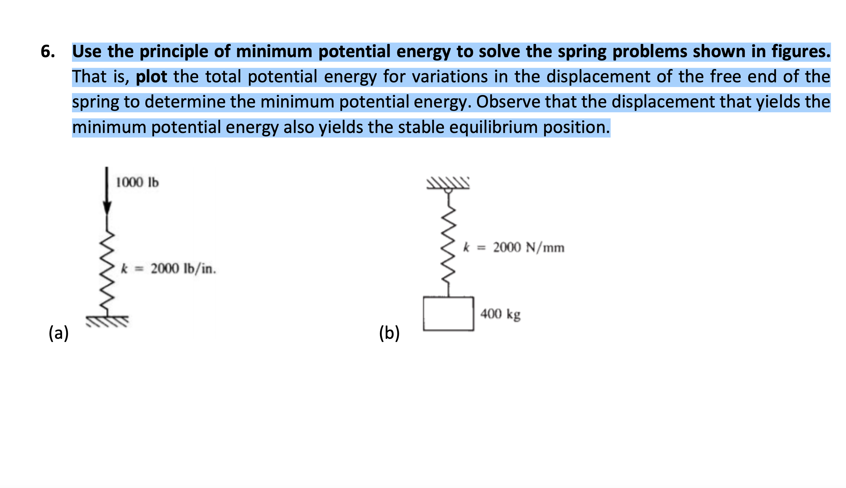 Solved Use the principle of minimum potential energy to | Chegg.com
