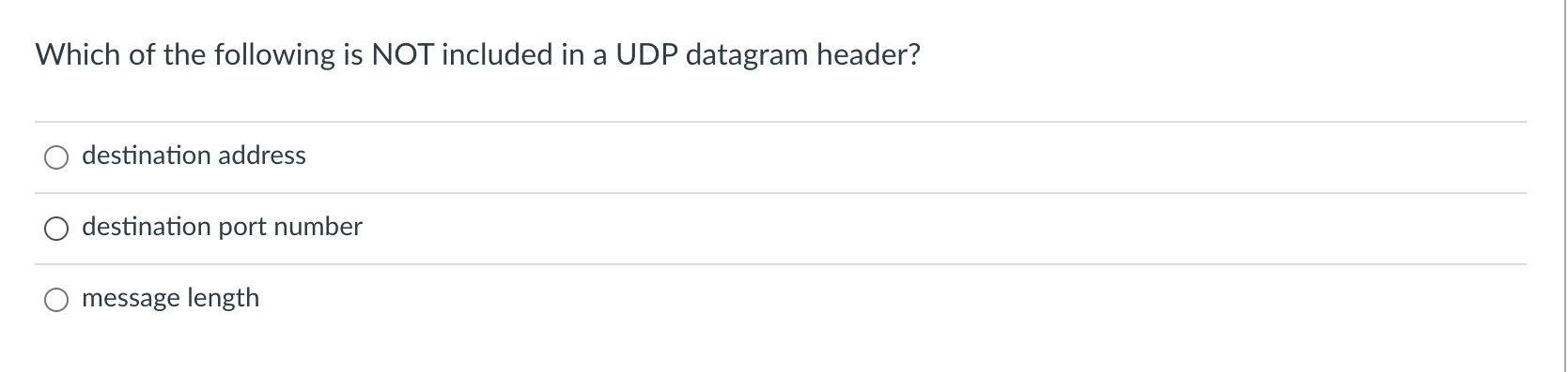 Solved Which of the following is a function of UDP? | Chegg.com