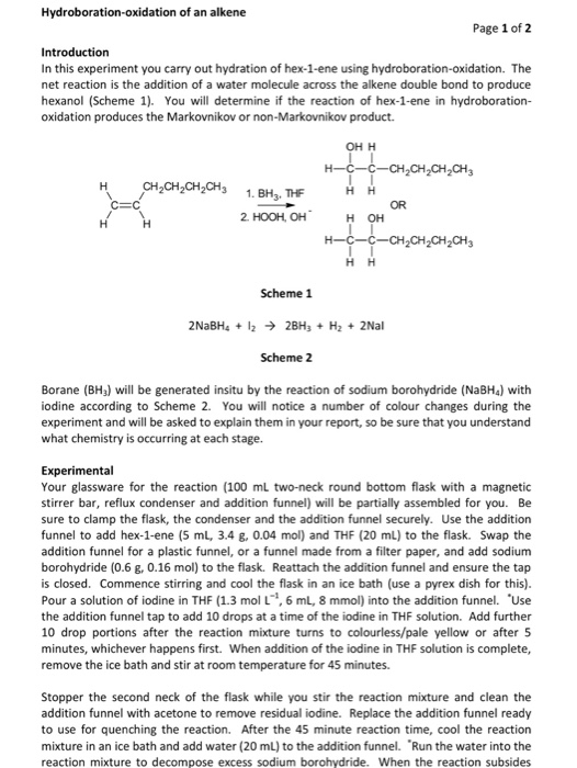Solved Hydroboration-oxidation of an alkene Page 1 of 2 | Chegg.com