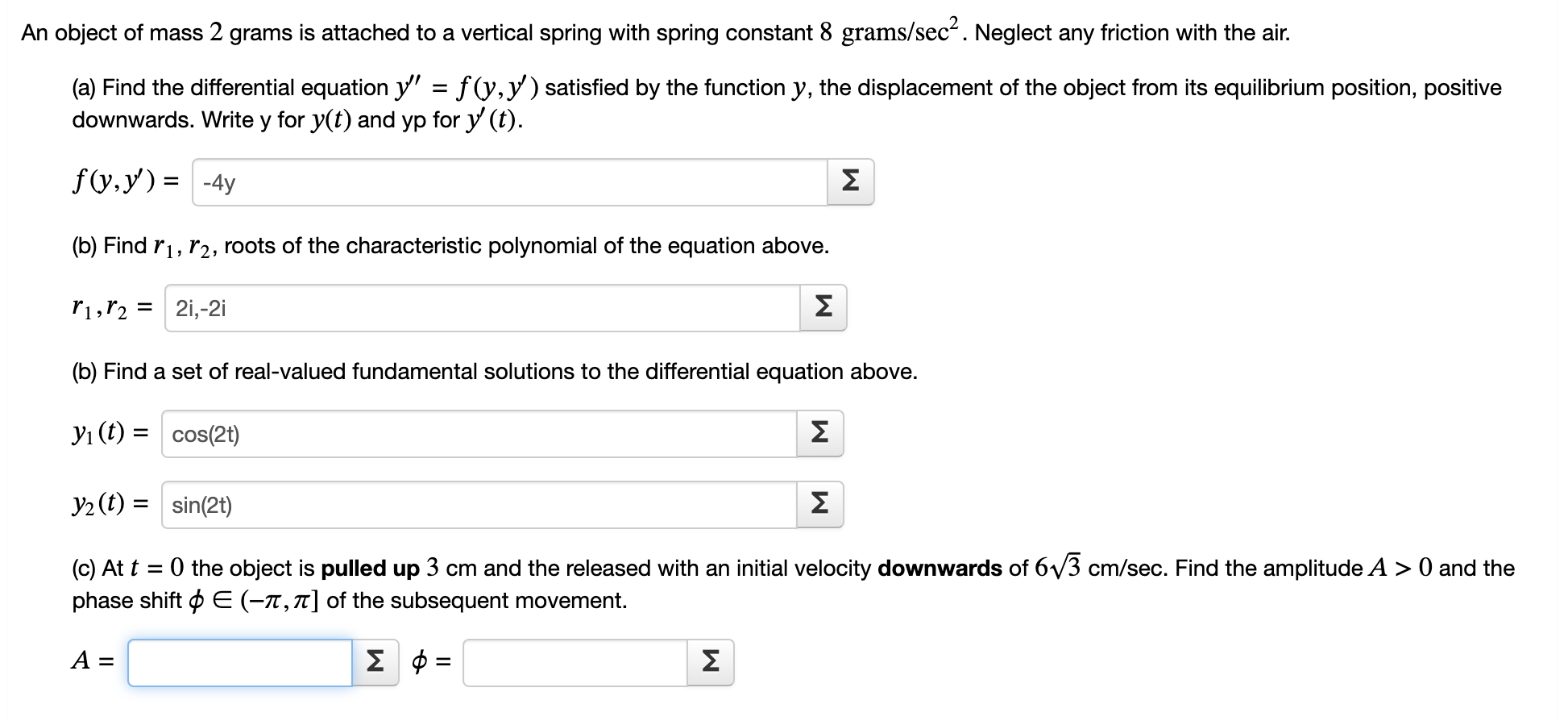 Solved object of mass 2 grams is attached to a vertical | Chegg.com