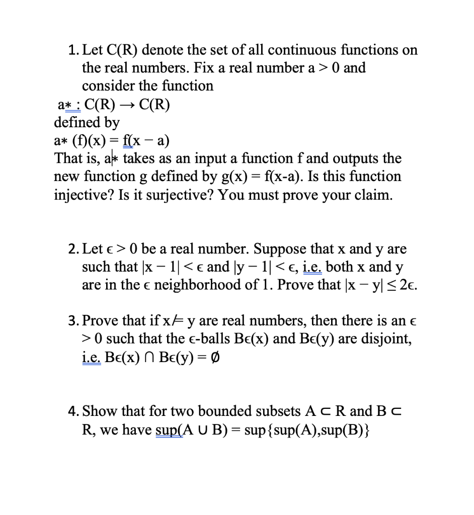 1. Let C(R) denote the set of all continuous | Chegg.com
