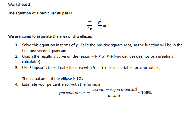 Solved Worksheet 2 The equation of a particular ellipse is | Chegg.com