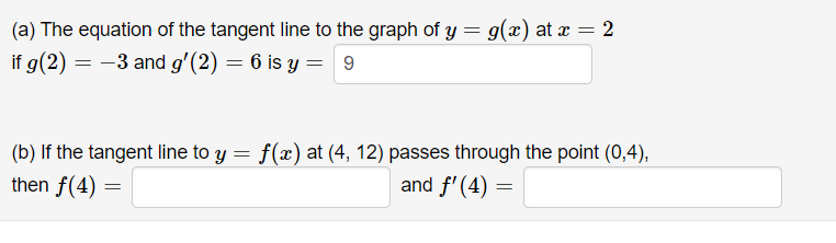 Solved (a) The equation of the tangent line to the graph of | Chegg.com