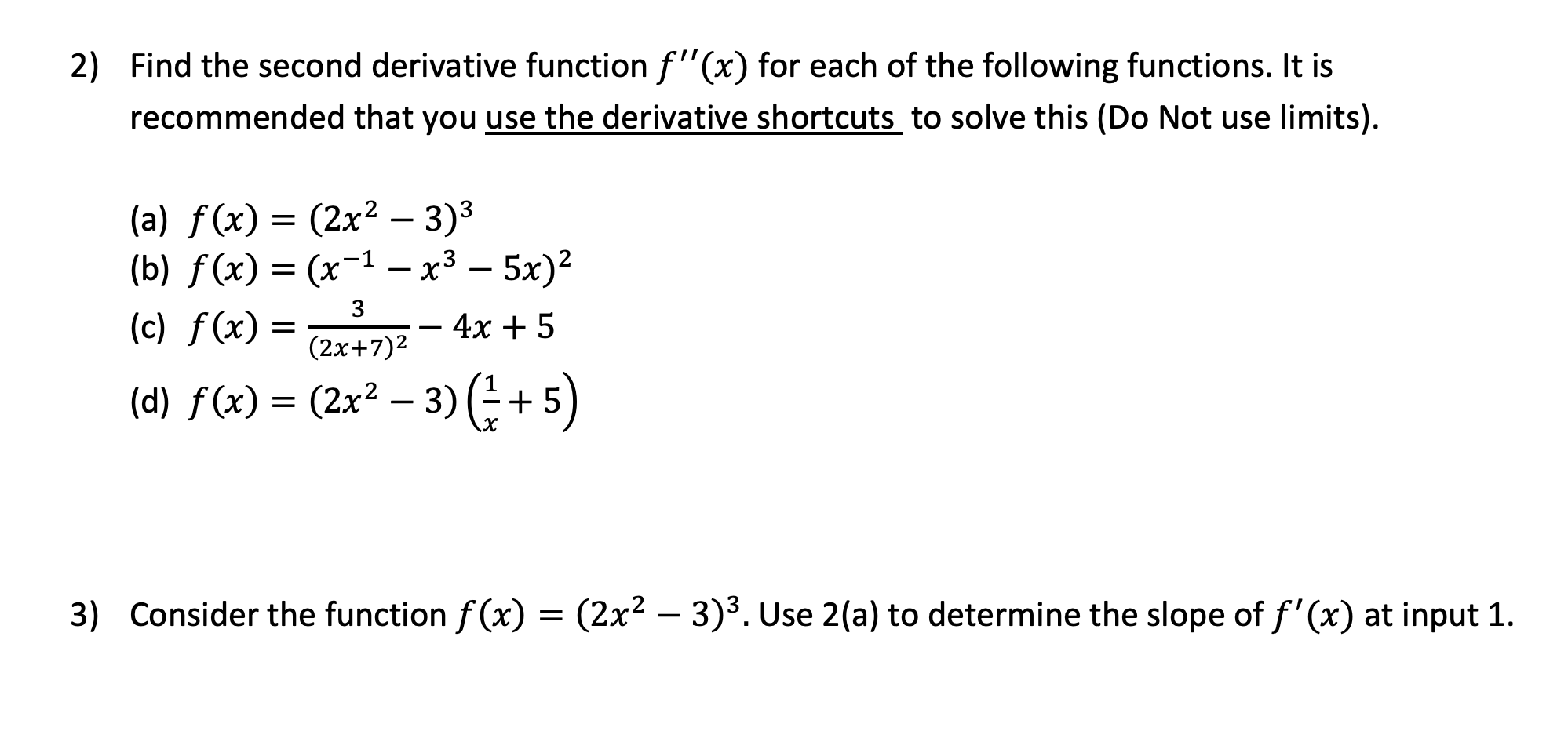 Solved 3 Consider The Function F X 2x2 3 3 Use 2 A