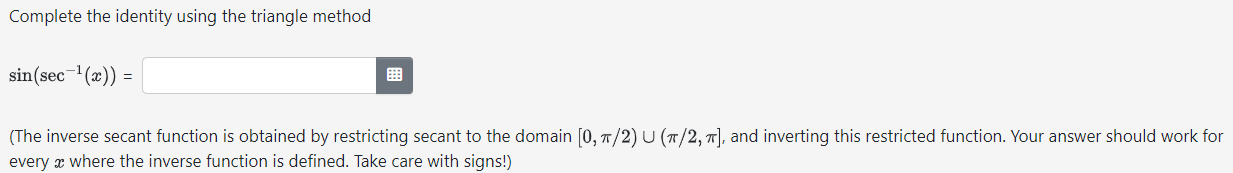 Solved Complete the identity using the triangle | Chegg.com