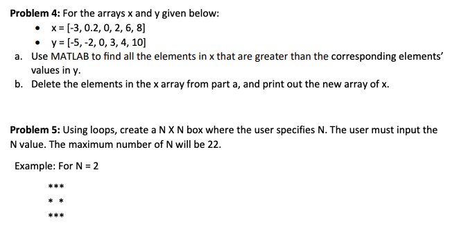 Problem 4: For the arrays x and y given below: x-[-3, | Chegg.com