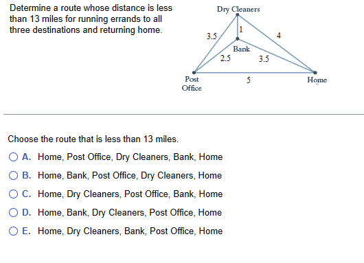 Solved Determine a route whose distance is less than 13 | Chegg.com