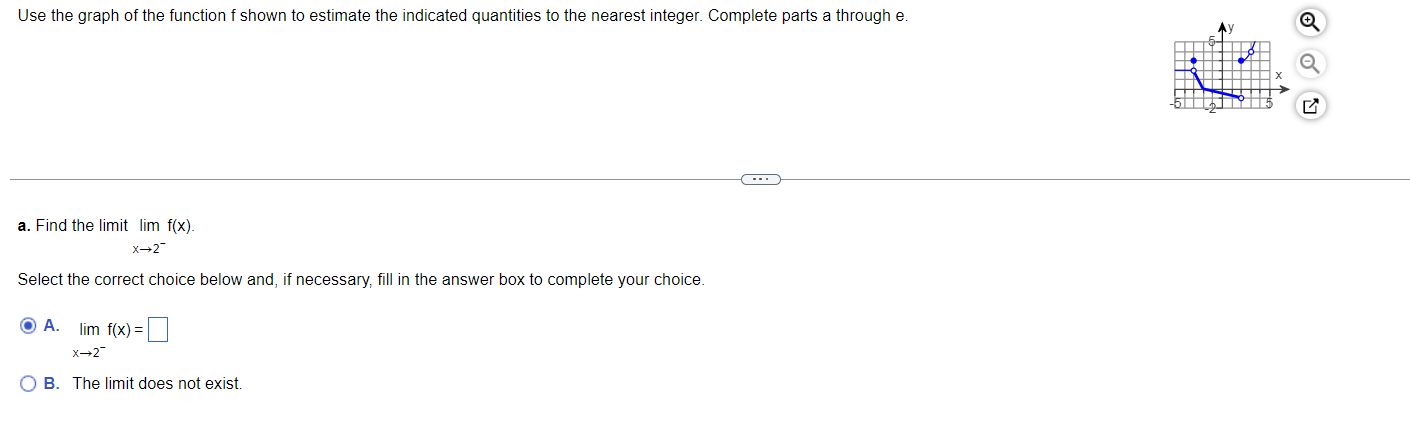 Solved a. Find the limit limx→2−f(x) Select the correct | Chegg.com
