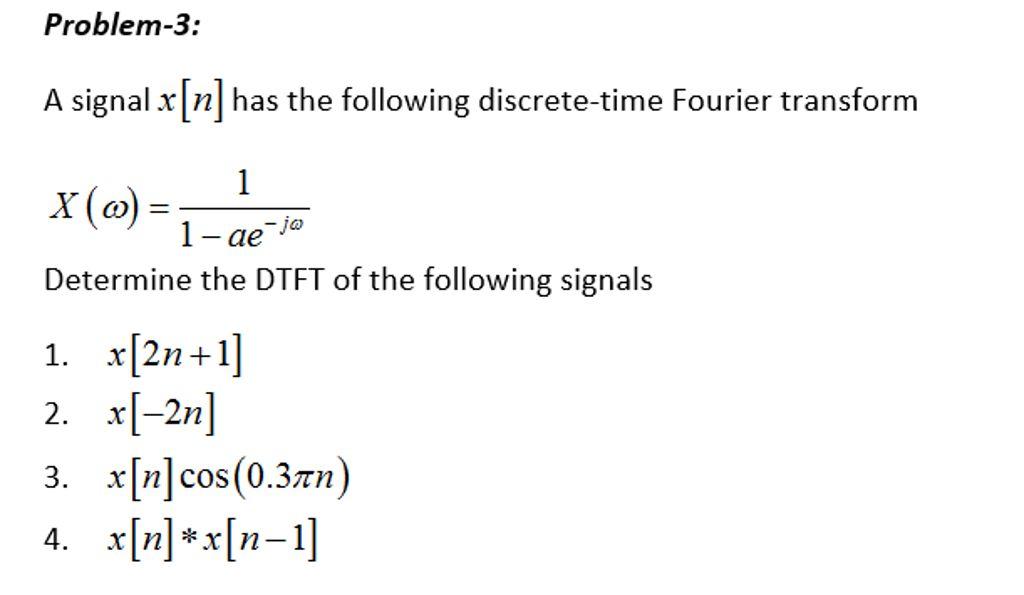 Solved Problem-3: A signal x[n] has the following | Chegg.com