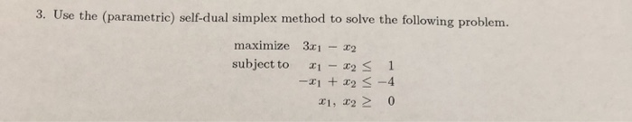 Solved 3 Use The Parametric Self Dual Simplex Method To 