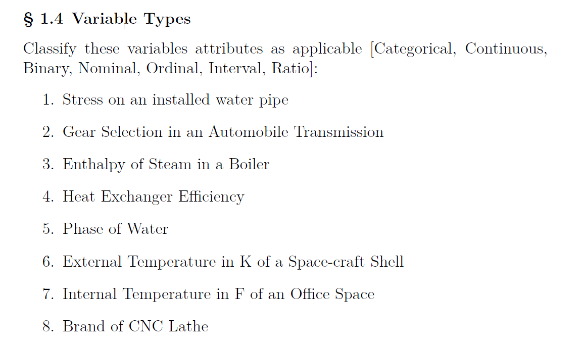 Solved $ 1.4 Variable Types Classify these variables | Chegg.com