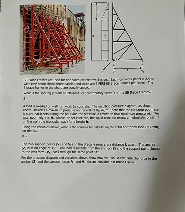 SB Brace Frames are used for one-sided concrete wall | Chegg.com