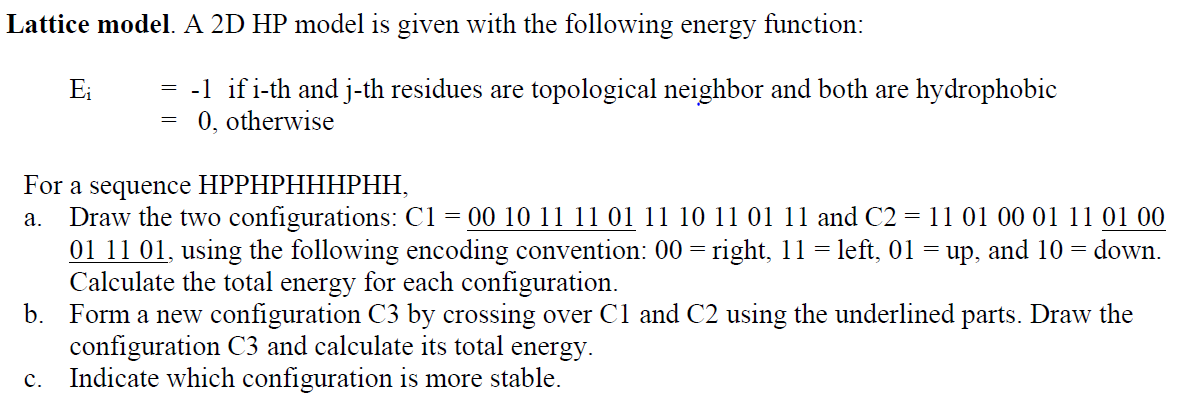 Lattice model. A 2D HP model is given with the | Chegg.com